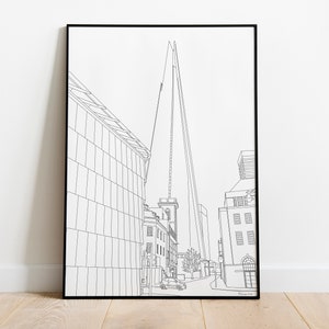 The Shard, London, UK, Travel Line Art Drawing, Digital Download ...