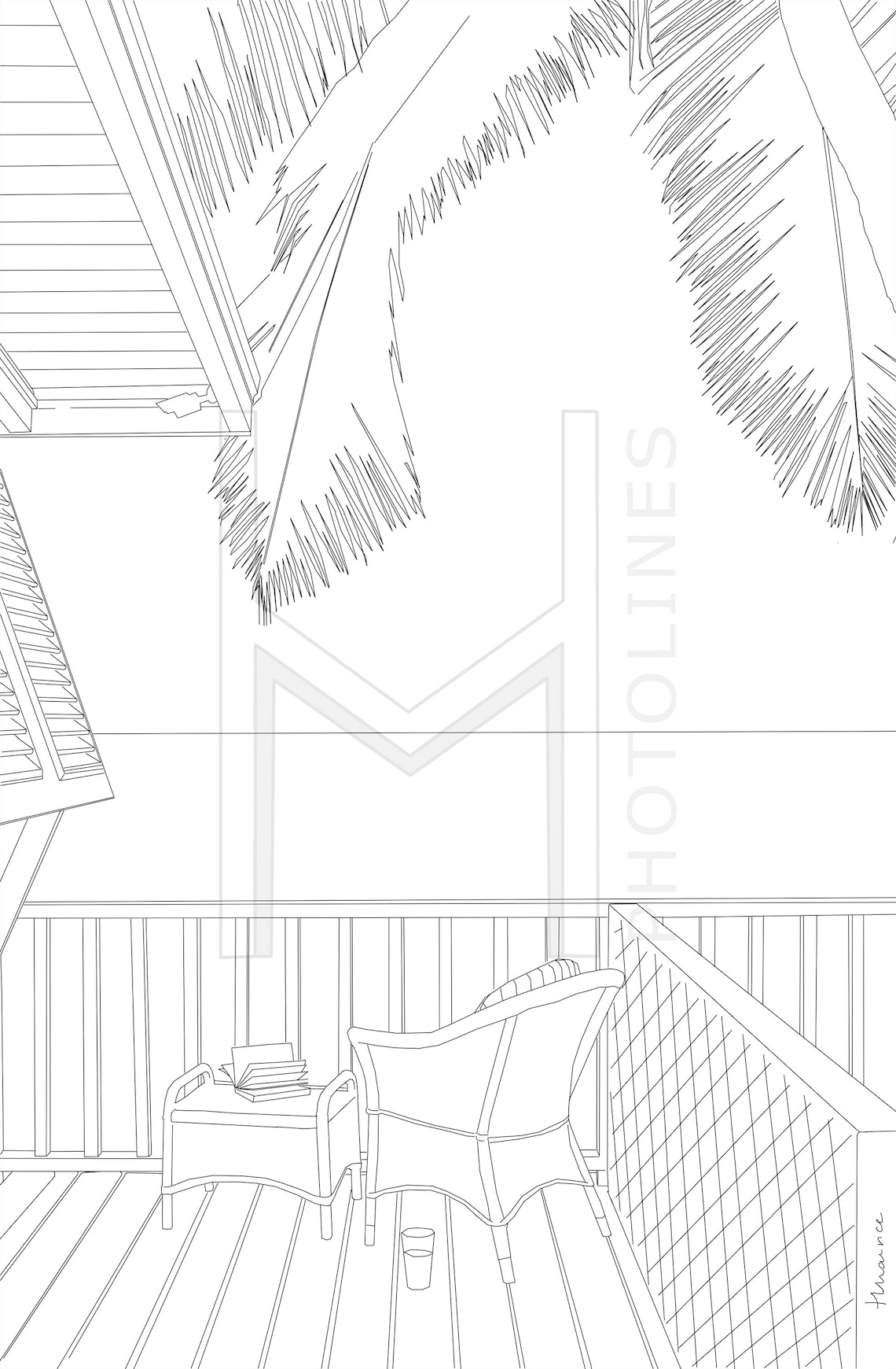 Caribbean View Barbados Travel Line Art Drawing Digital - Etsy Australia