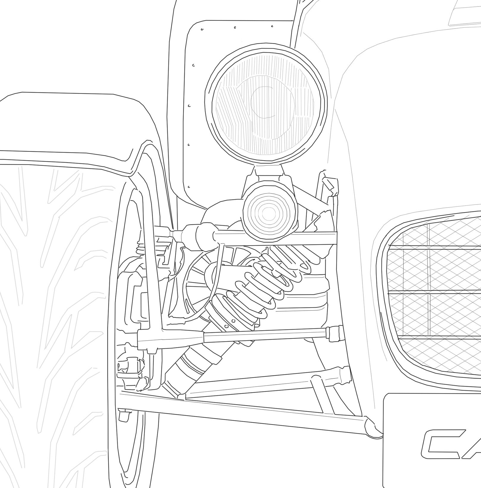 Caterham 7, Car, Line Art Drawing, Transport, Classic Car, Home and ...