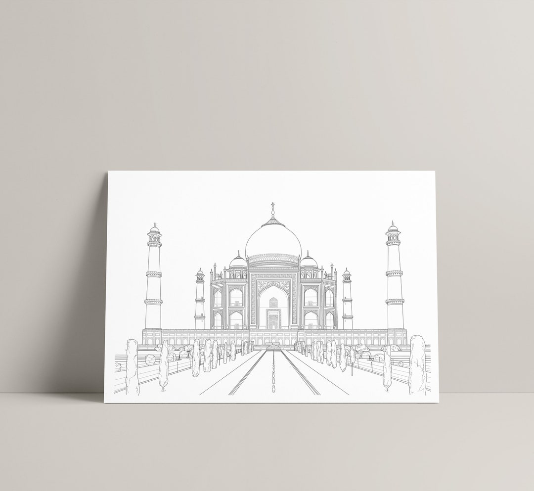 Taj Mahal, India , Line Art, Line Drawing, Digital Download, Travel ...