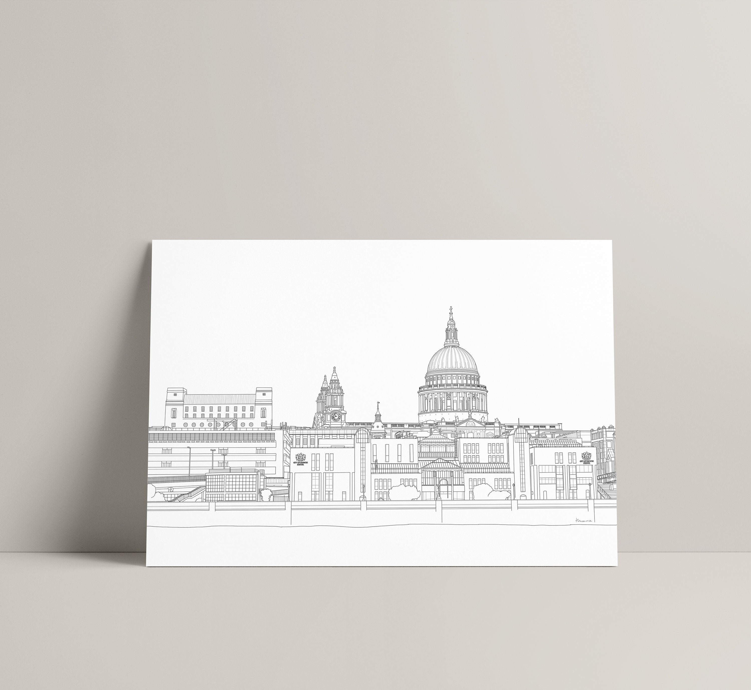 St Pauls Cathedral View 1, Travel Art, Line Art, Line Drawing, Digital ...