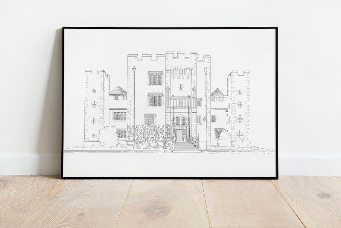 Hever Castle Travel Art Line Art Line Drawing Digital | Etsy