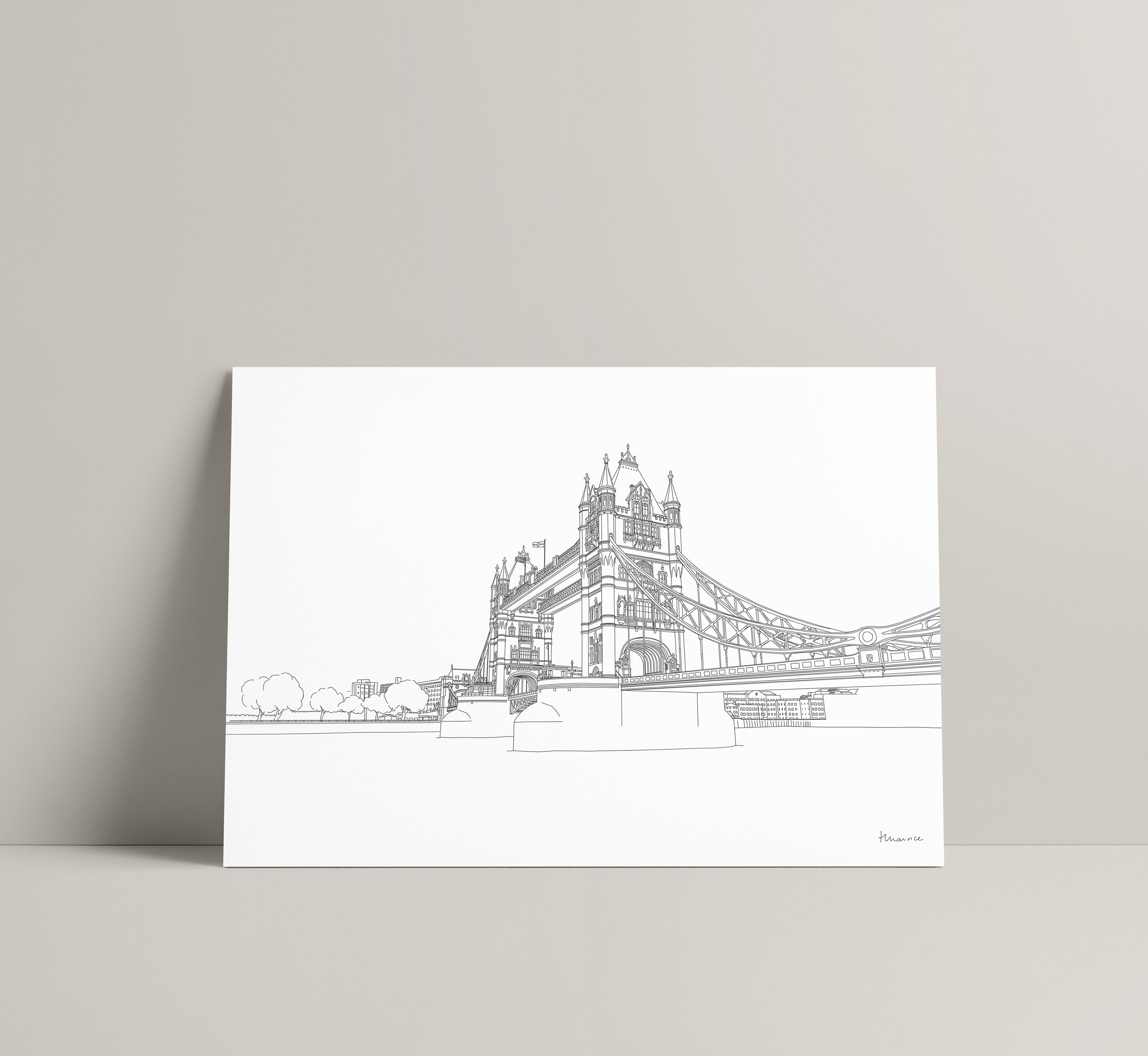 Tower Bridge, London, Travel Art, Line Art, Line Drawing, Digital ...