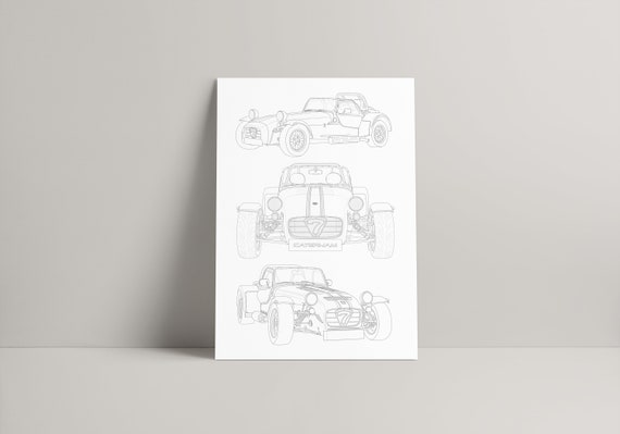 Caterham 7 Trio Line Art Drawing Transport Classic Car | Etsy