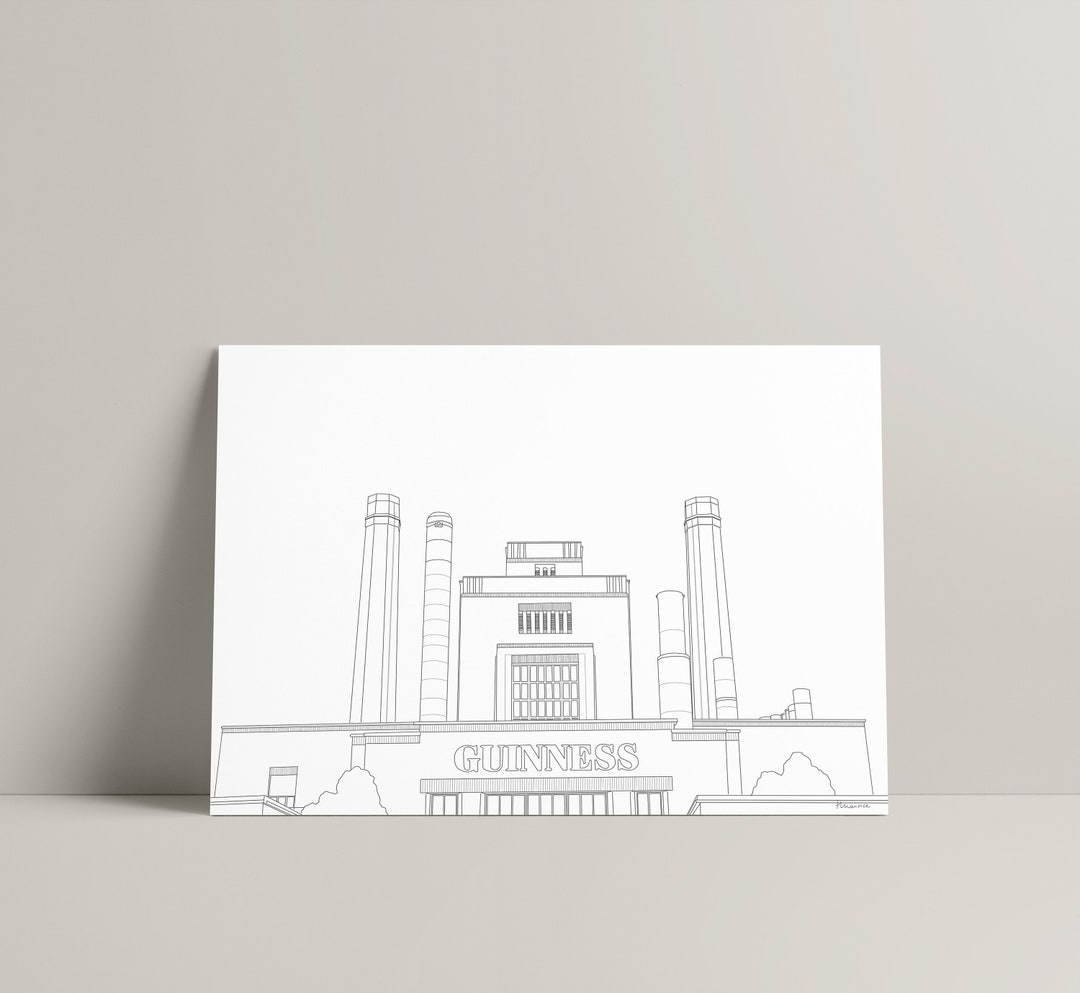Dublin Guinness Factory, Ireland, Line Art, Line Drawing, Digital ...