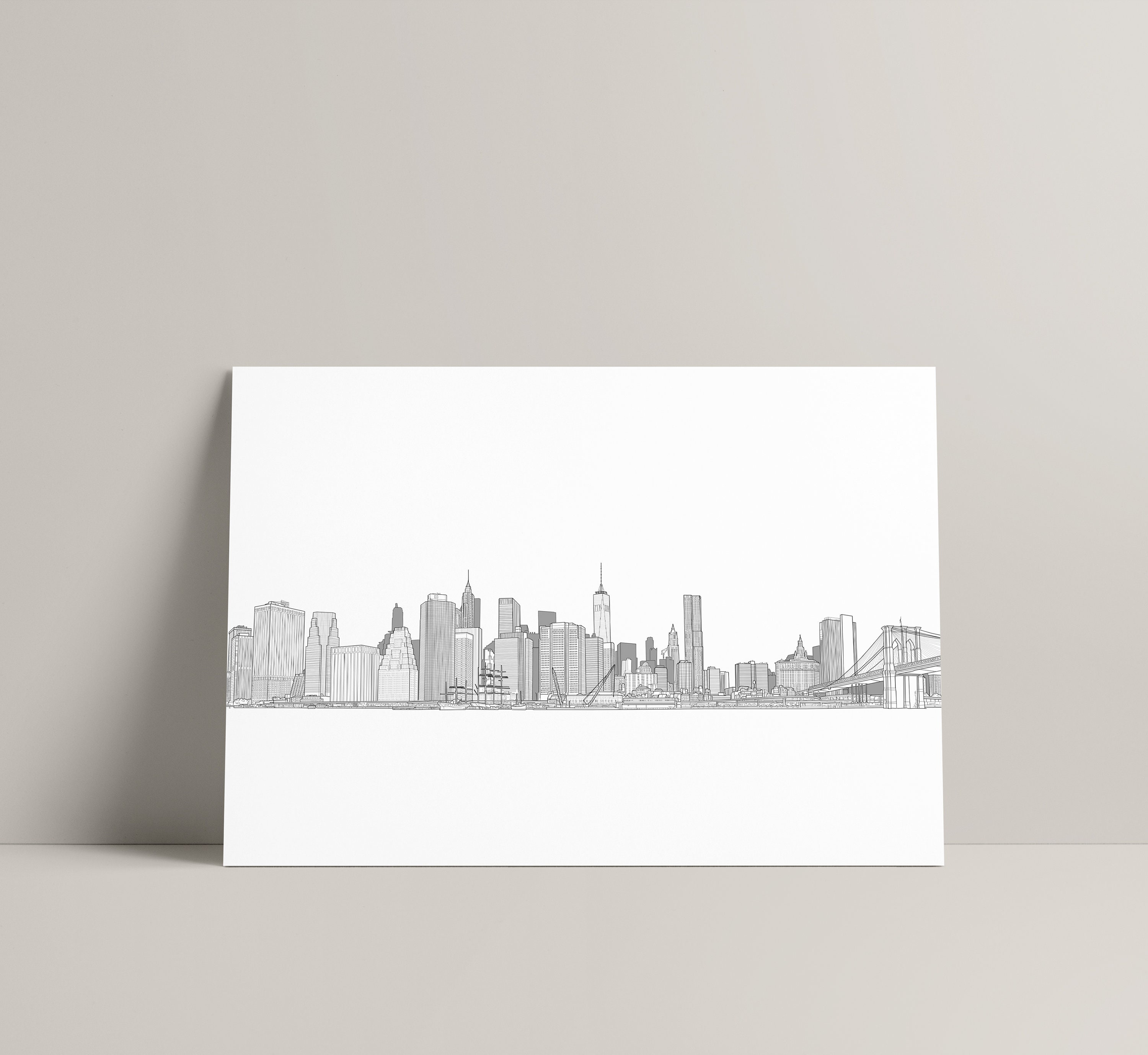 New York Skyline, Line Art, Line Drawing, Digital Download, Travel ...