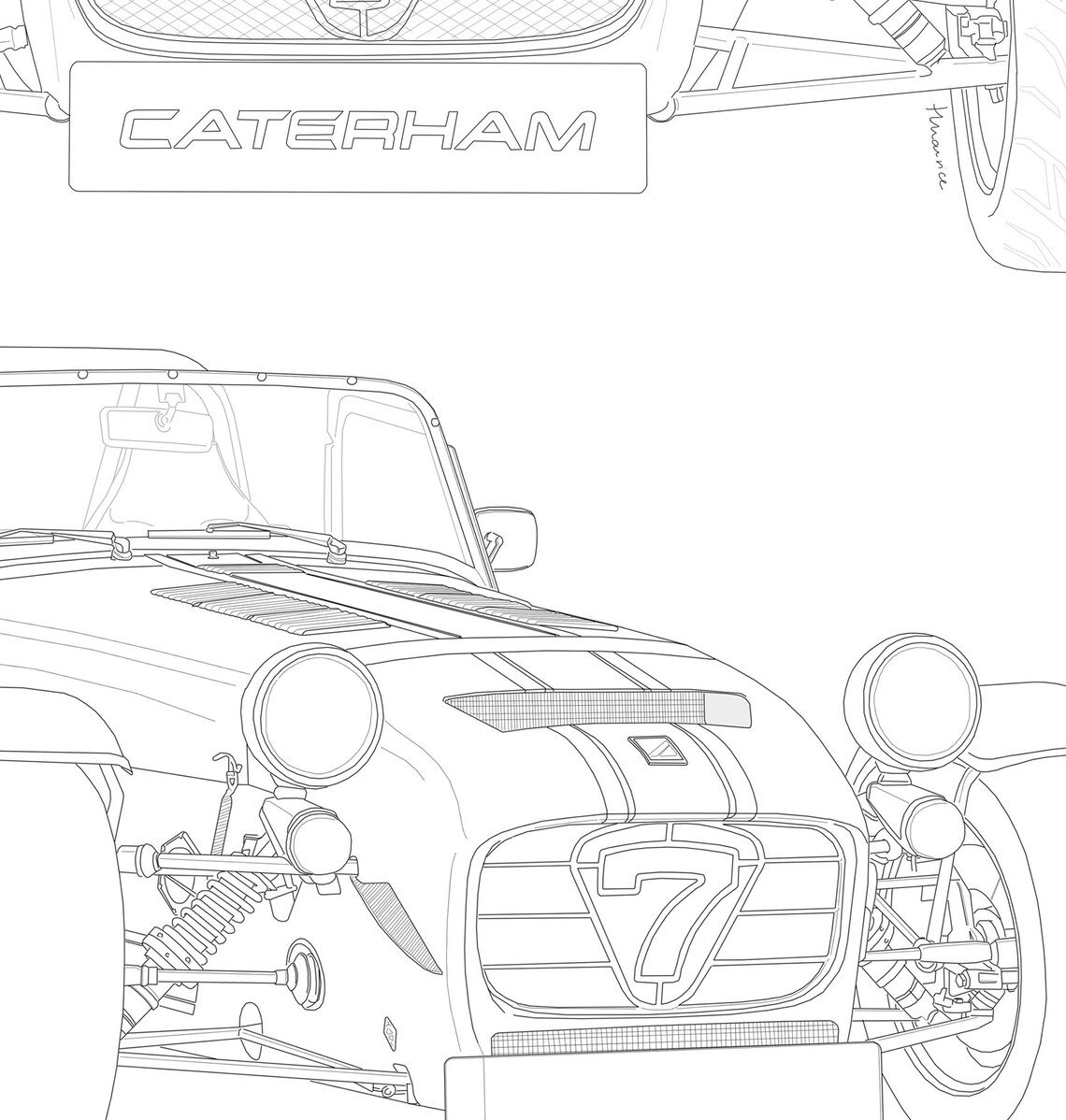 Caterham 7, Trio, Line Art Drawing, Transport, Classic Car, Home and ...