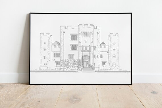 Hever Castle Line Art Drawing Art Print Home and Travel | Etsy