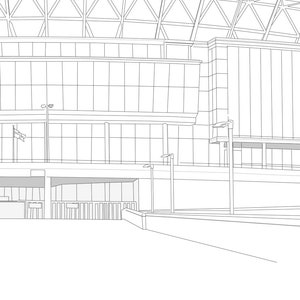 Wembley Stadium, London, UK, Line Art Drawing, Sports Stadium, Landmark ...