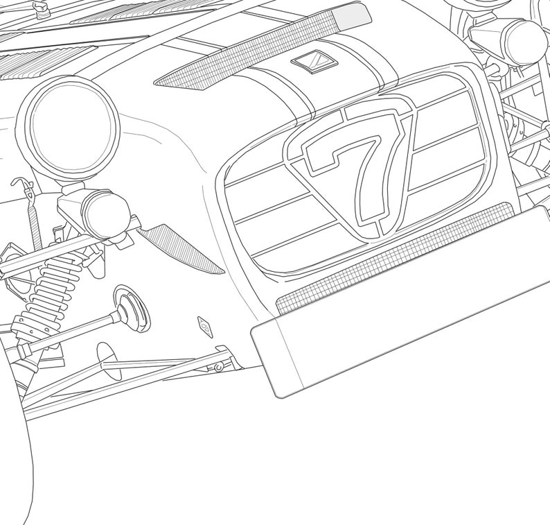 Caterham 7 Front Side View Car Line Art Drawing Transport - Etsy