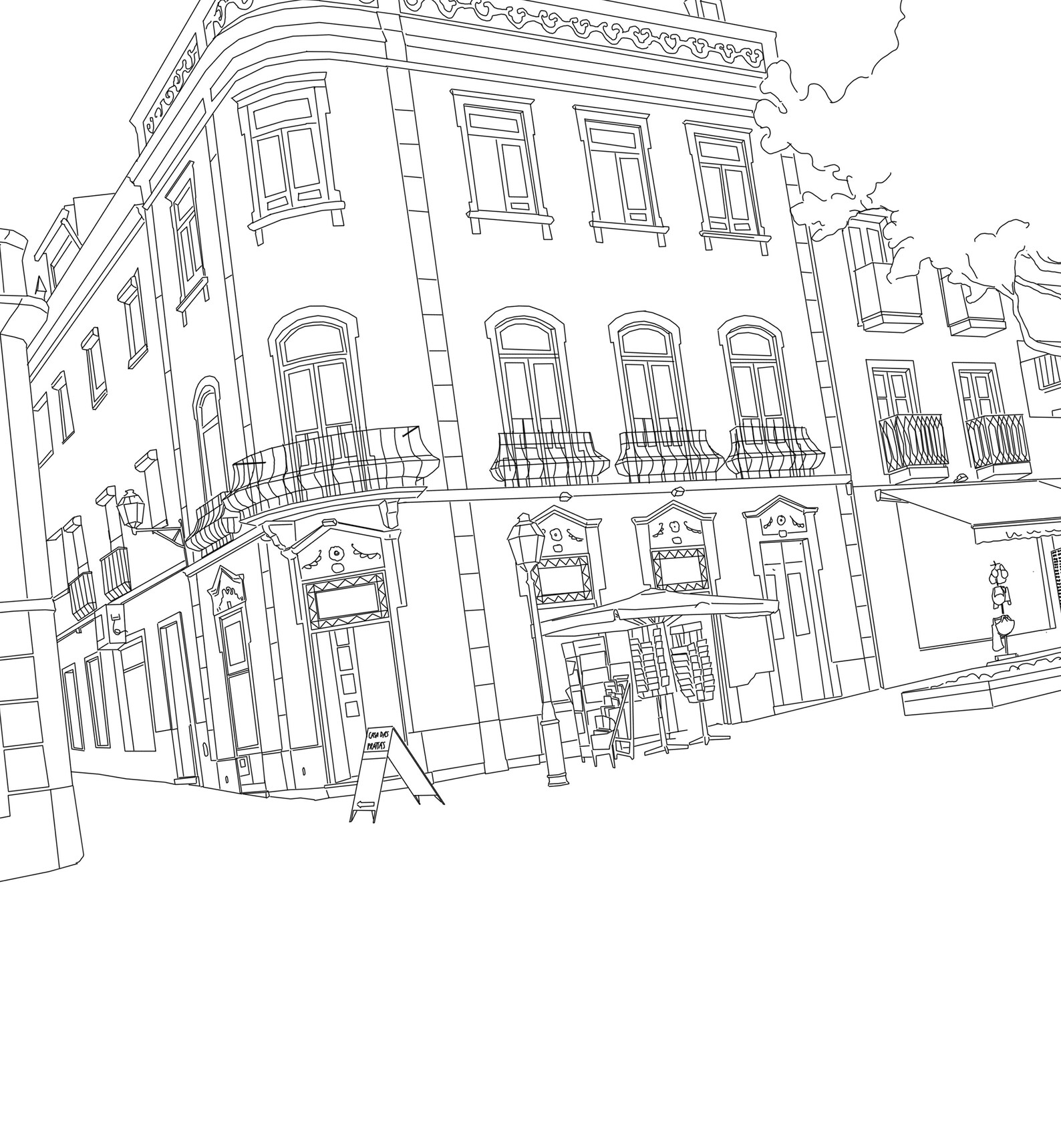 Portugal, Line Art Drawing, Street View, Landmark, Home and Travel ...