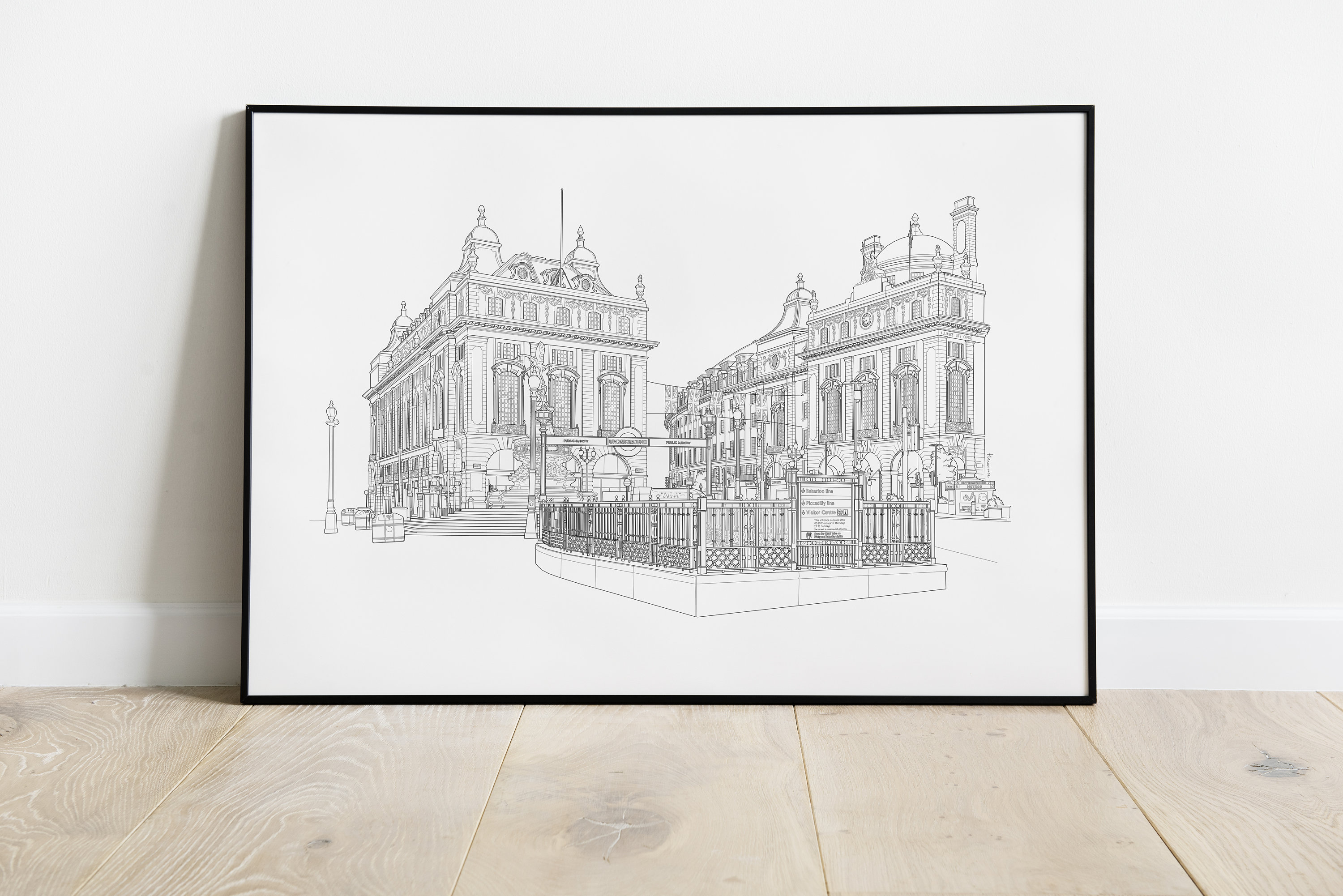 Piccadilly Circus, London, Underground Station, UK, Line Art Drawing ...