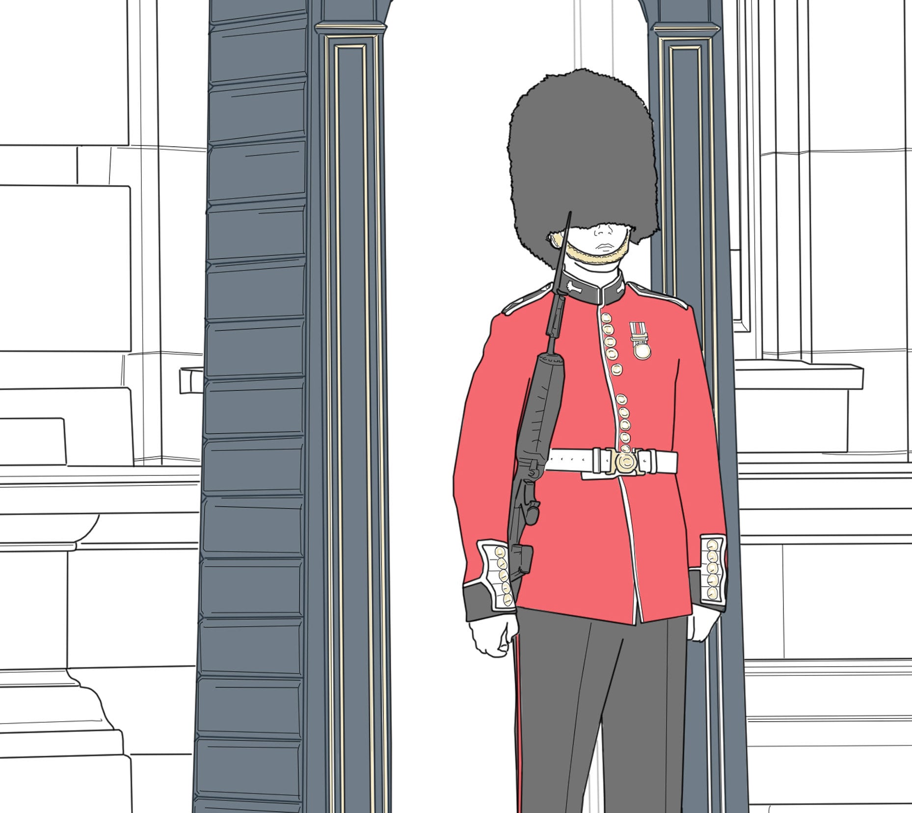 Buckingham Palace Guard, Colour Pop, London, Travel Art, Line Art, Line ...