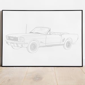 1966 Ford Mustang, Car, Line Art Drawing, Transport, Classic Car, Home ...