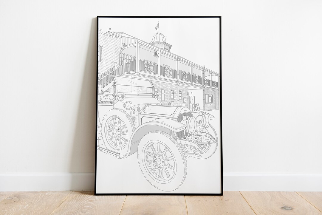 Brooklands Museum, Line Art Drawing, Landmark, Home and Travel Decor - Etsy