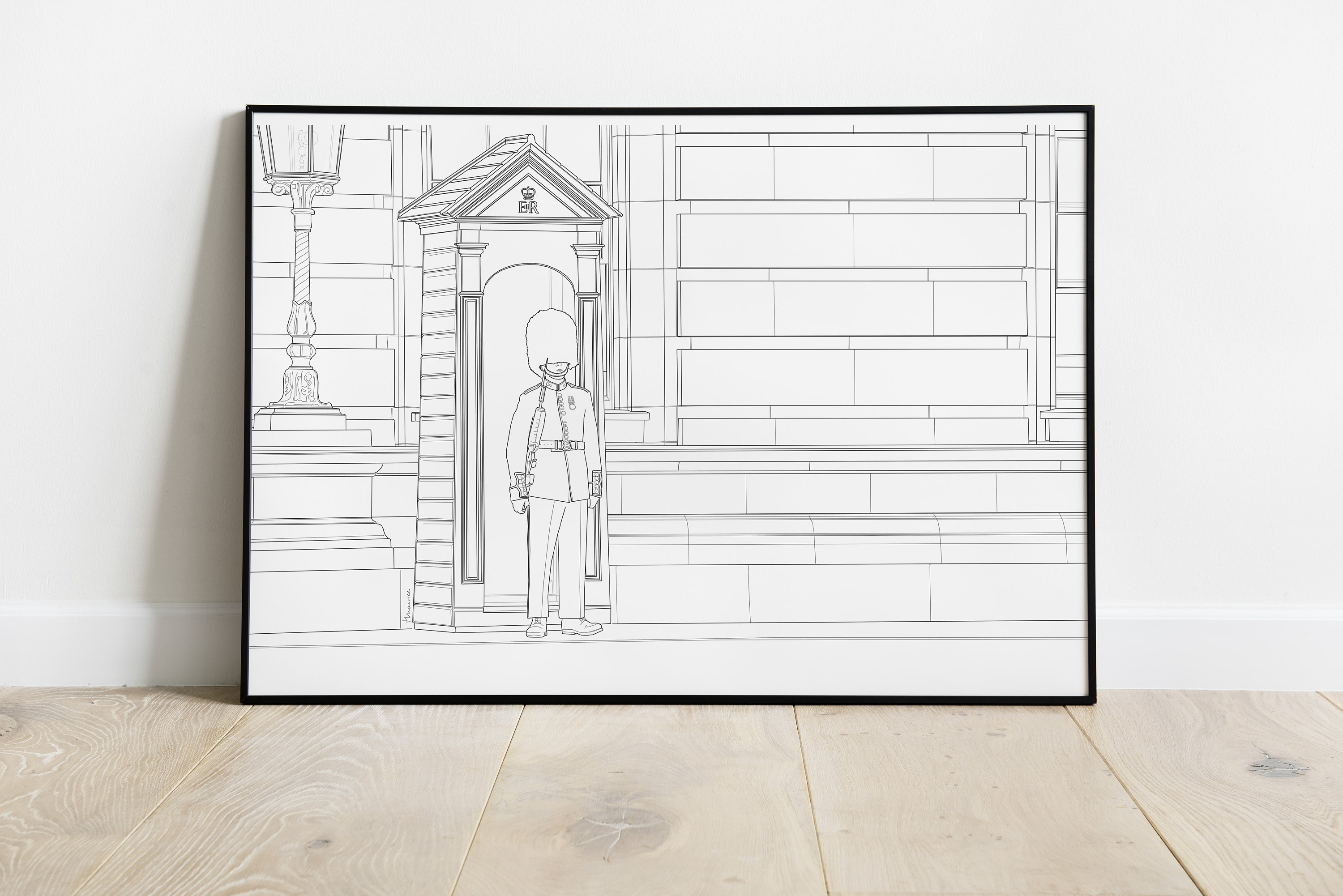 Buckingham Palace Guard London Line Art Drawing Art Print - Etsy Canada