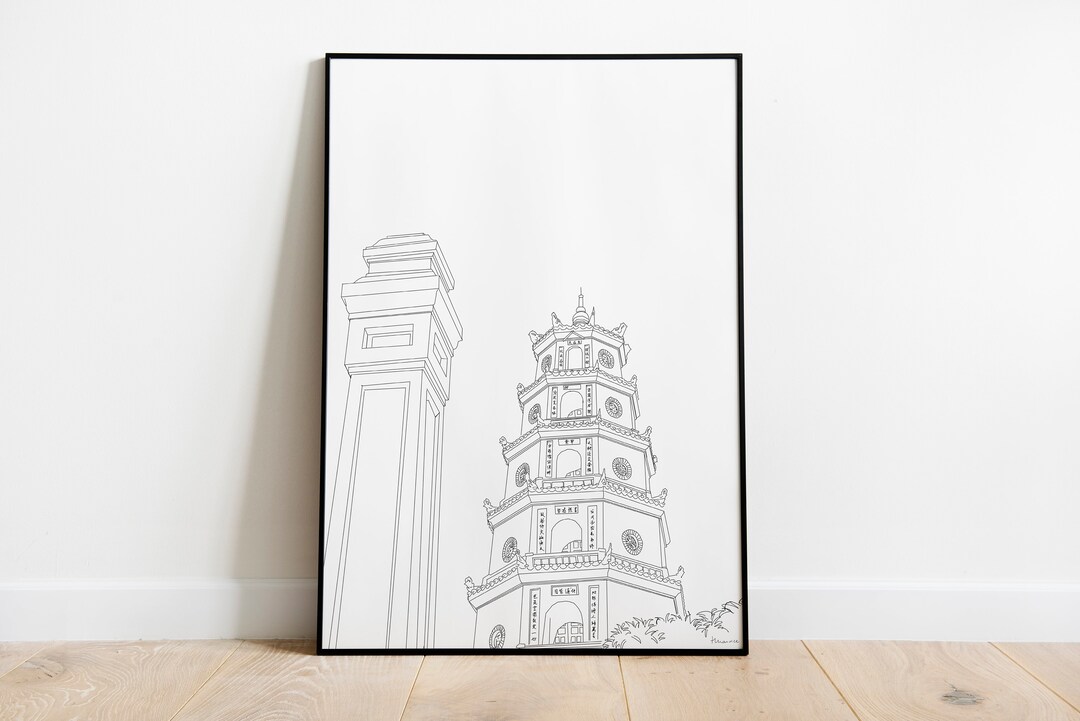 Hue, Vietnam, Line Art Drawing, Landmark, Home and Travel Decor - Etsy
