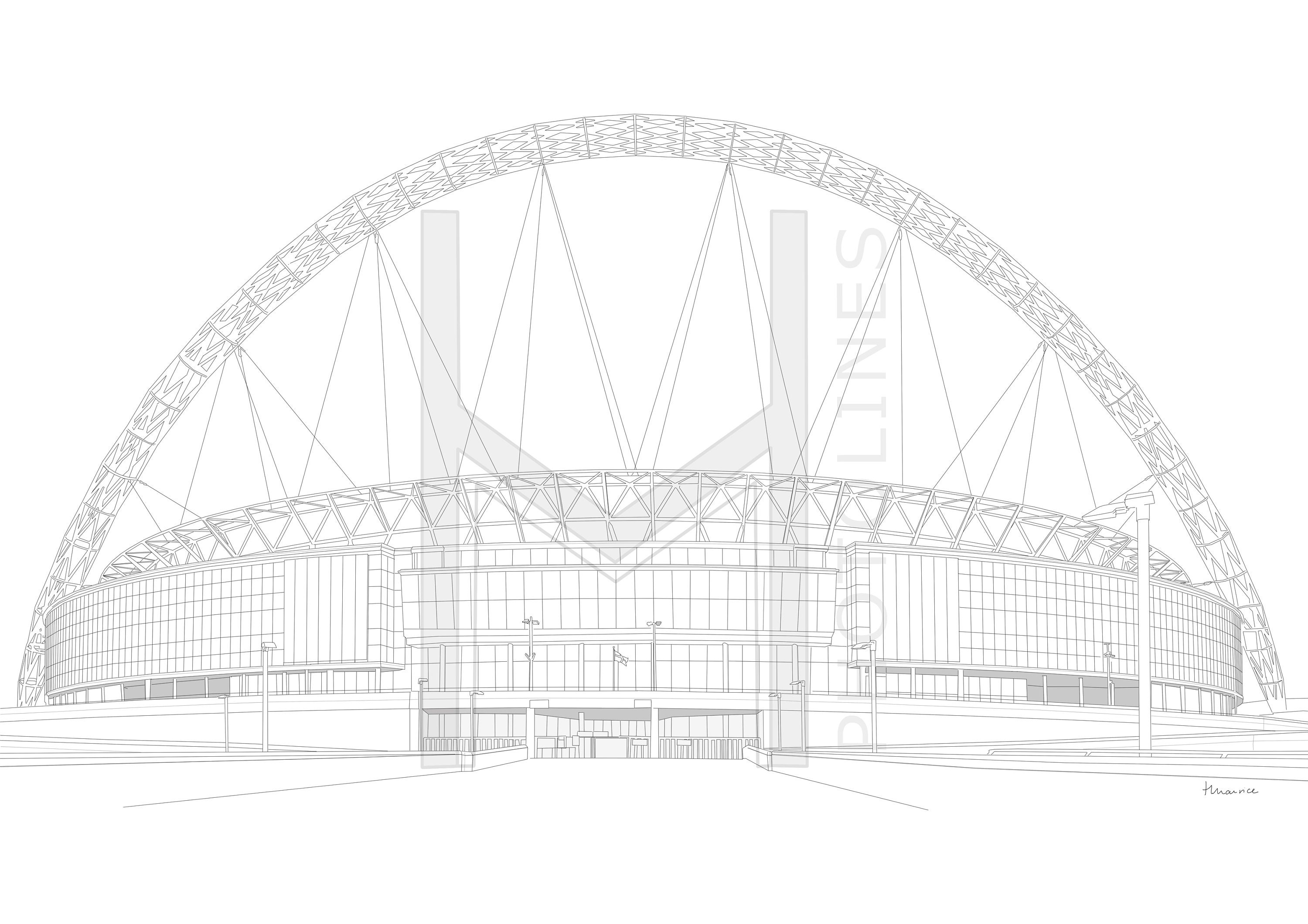 Wembley Stadium London UK Line Art Drawing Sports Stadium - Etsy Canada
