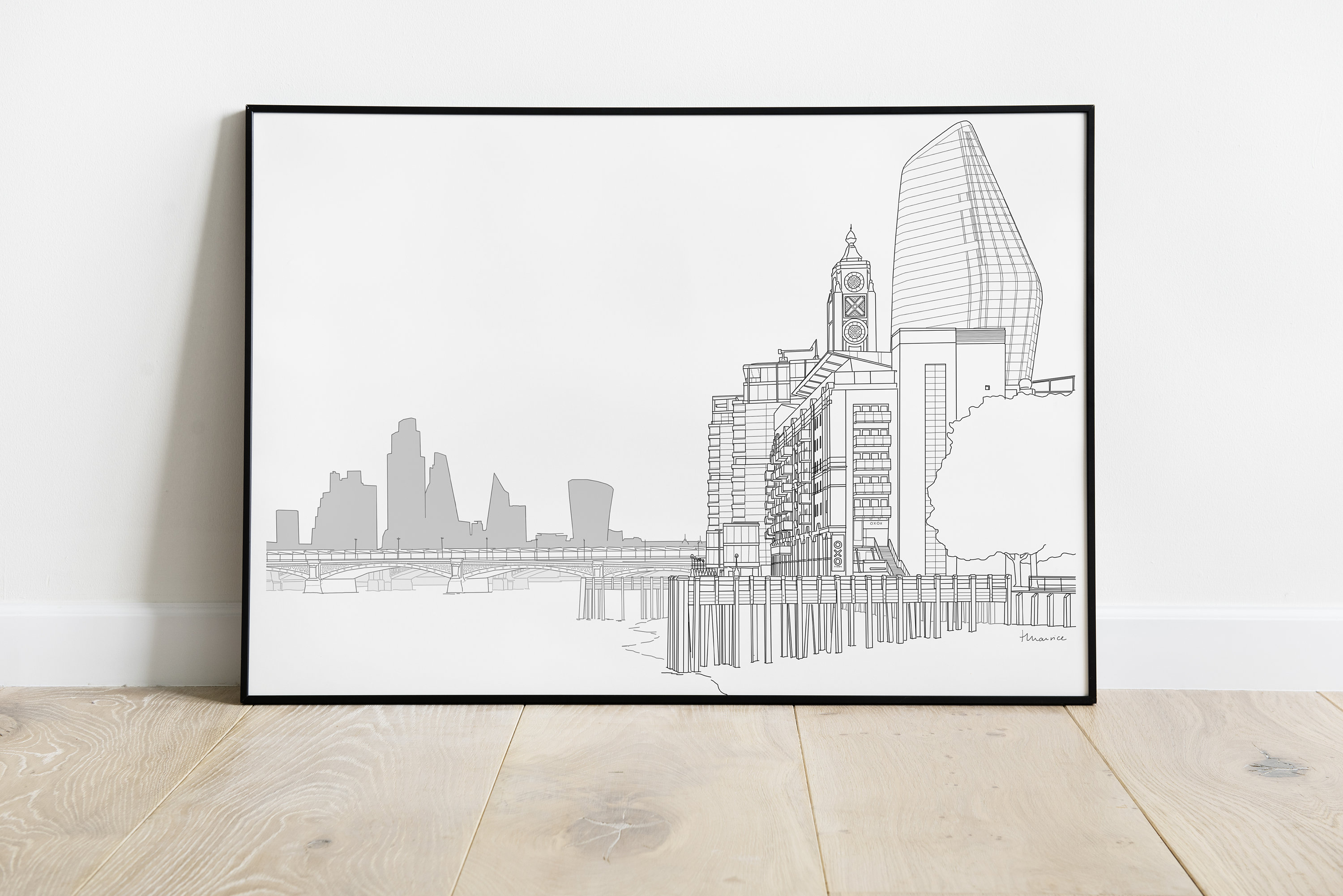Oxo Tower London Travel Art Line Art Line Drawing Digital - Etsy