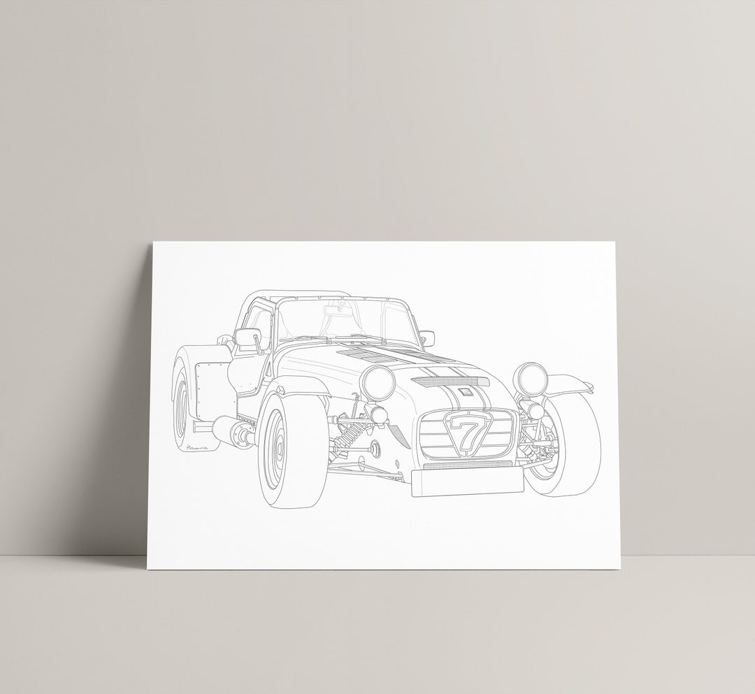 Caterham 7 Front Side View Car Line Art Drawing Transport - Etsy