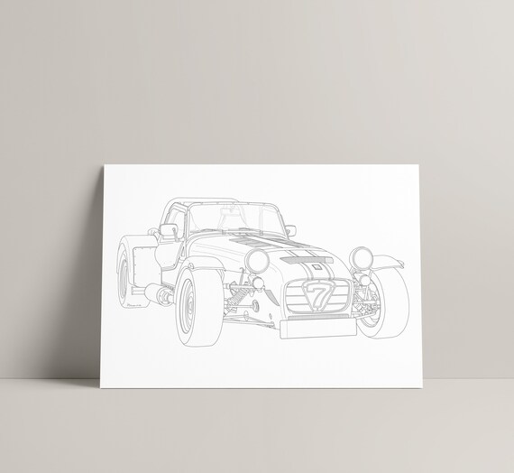 Caterham 7 Front Side View Car Line Art Drawing Transport - Etsy UK