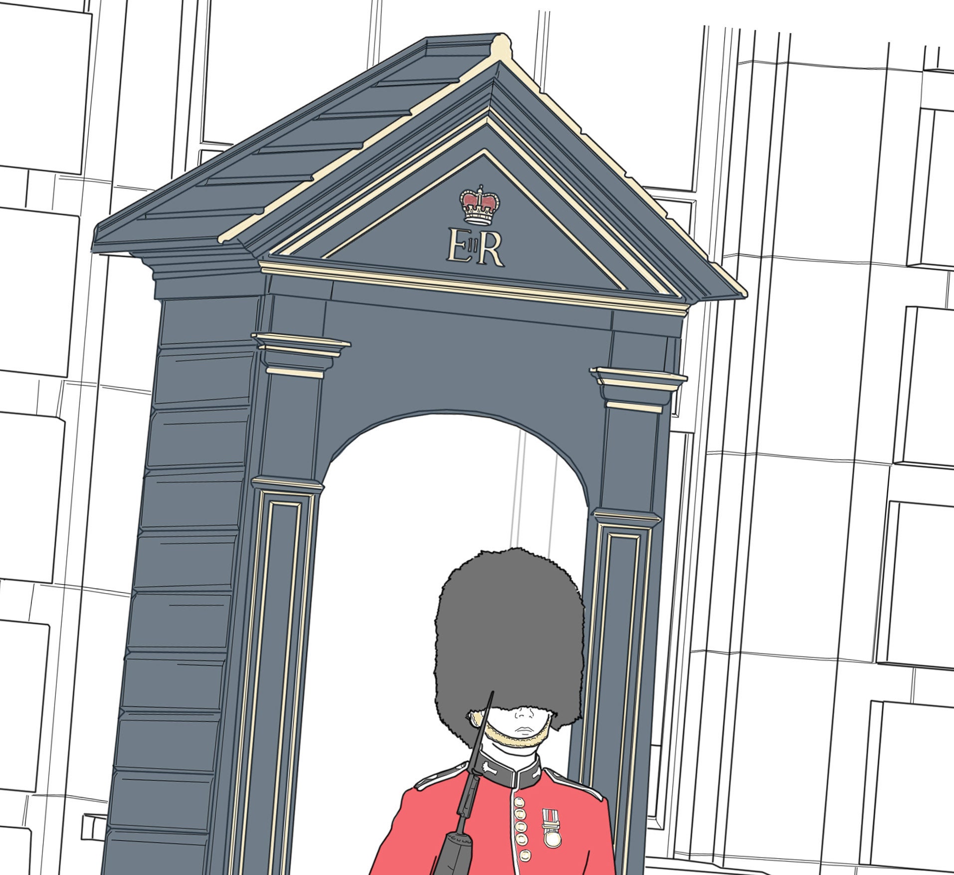 Buckingham Palace Guard, Colour Pop, London, Line Art Drawing, Art ...