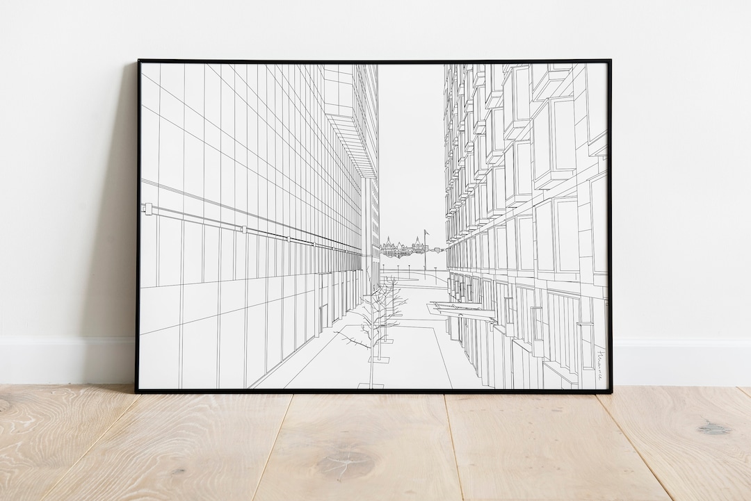 Waterloo View, London, UK, Line Art Drawing, City Scene, Home and ...