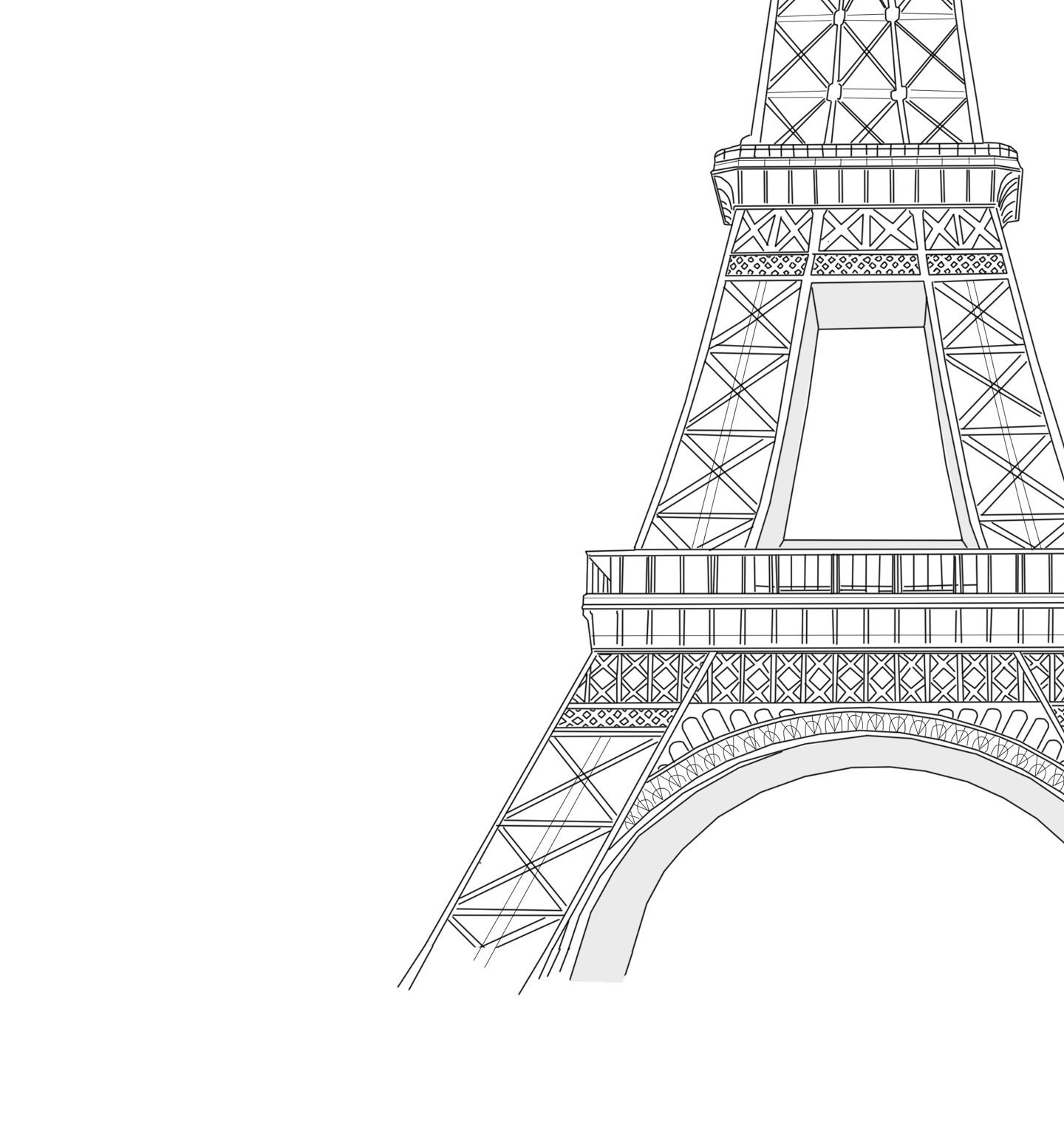 Eiffel Tower, Paris, France, Line Art, Line Drawing, Digital Download ...