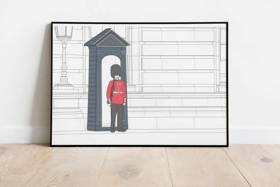 Buckingham Palace Guard Colour Pop London Line Art Drawing | Etsy