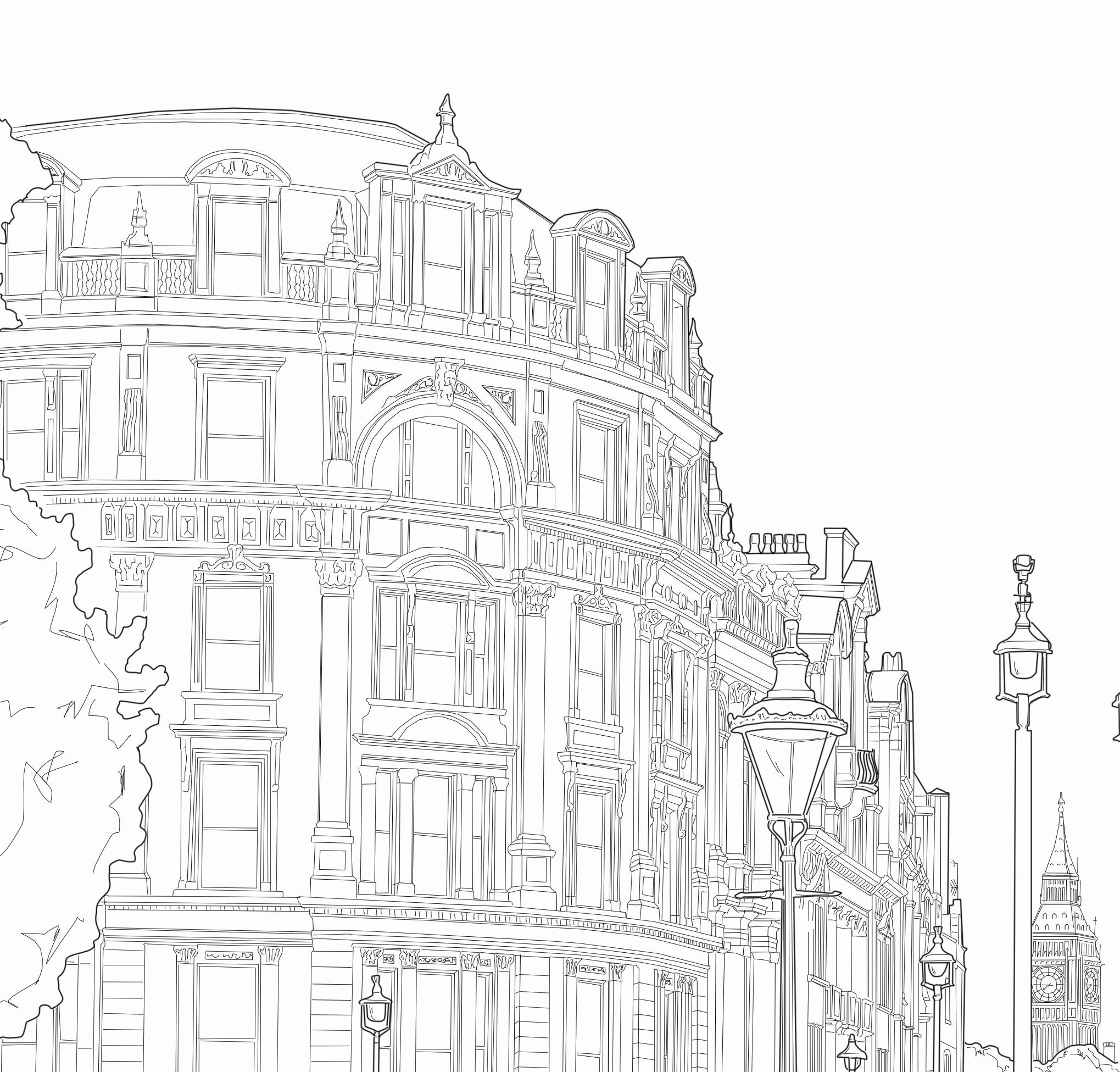 Trafalgar View, London, UK, Line Art Drawing, City Scene, Home and ...
