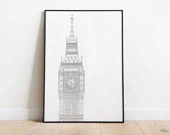 Big Ben Line Drawing - Etsy