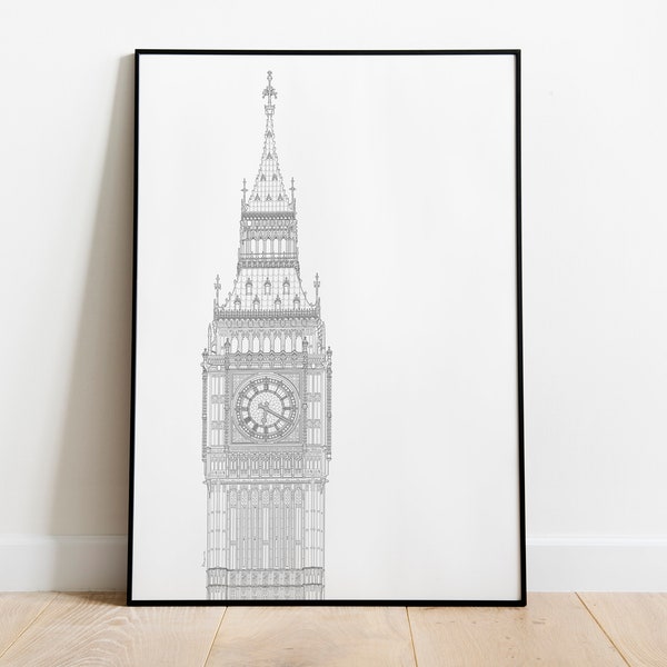 Big Ben Line Drawing - Etsy