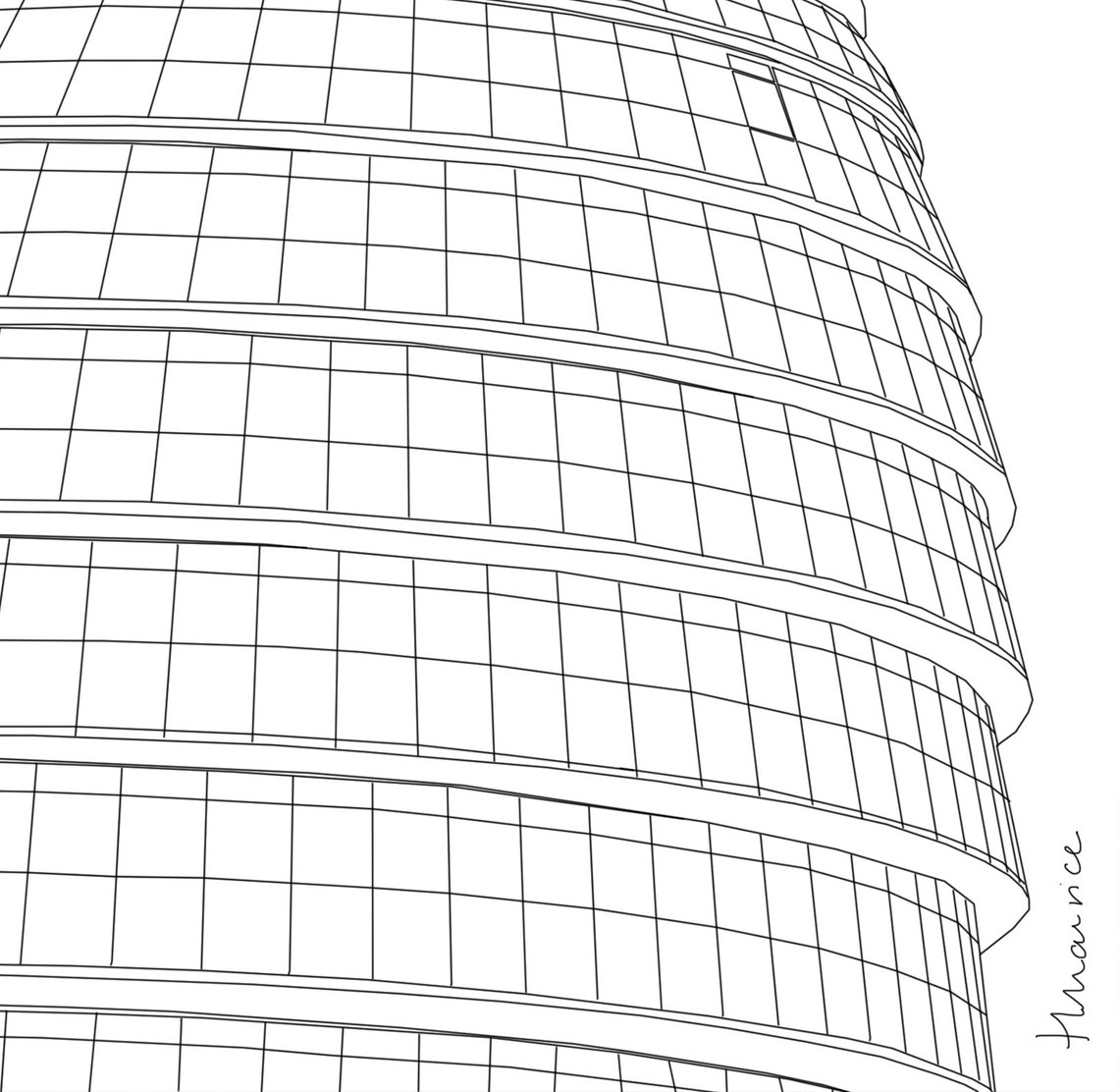 City Hall, London, UK, Line Art Drawing, City Scene, Landmark, Home and ...