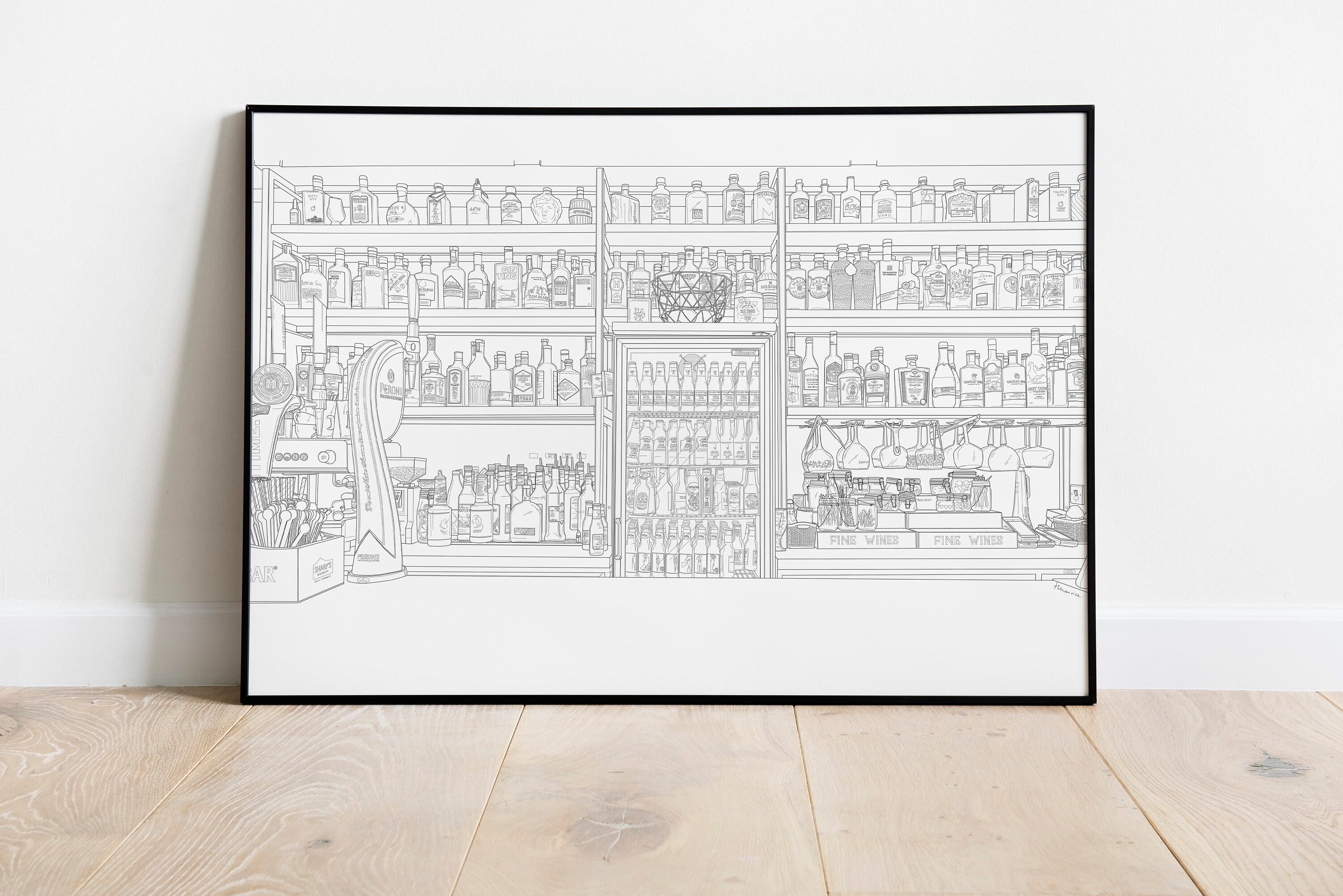 Gin Bar, Line Art, Line Drawing, Digital Download, Print at Home ...