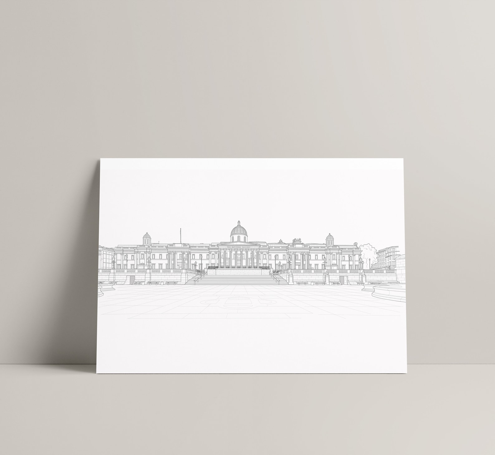 National Gallery, Trafalgar Square, London, UK, Line Art Drawing, City ...