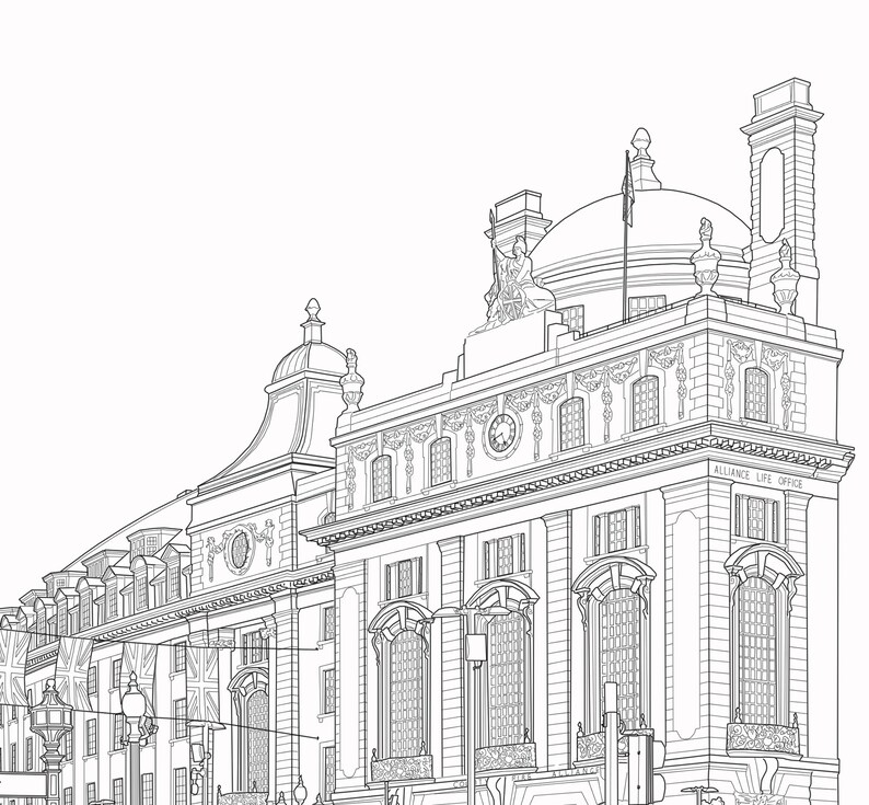 Piccadilly Circus, London, Underground Station, UK, Line Art Drawing ...