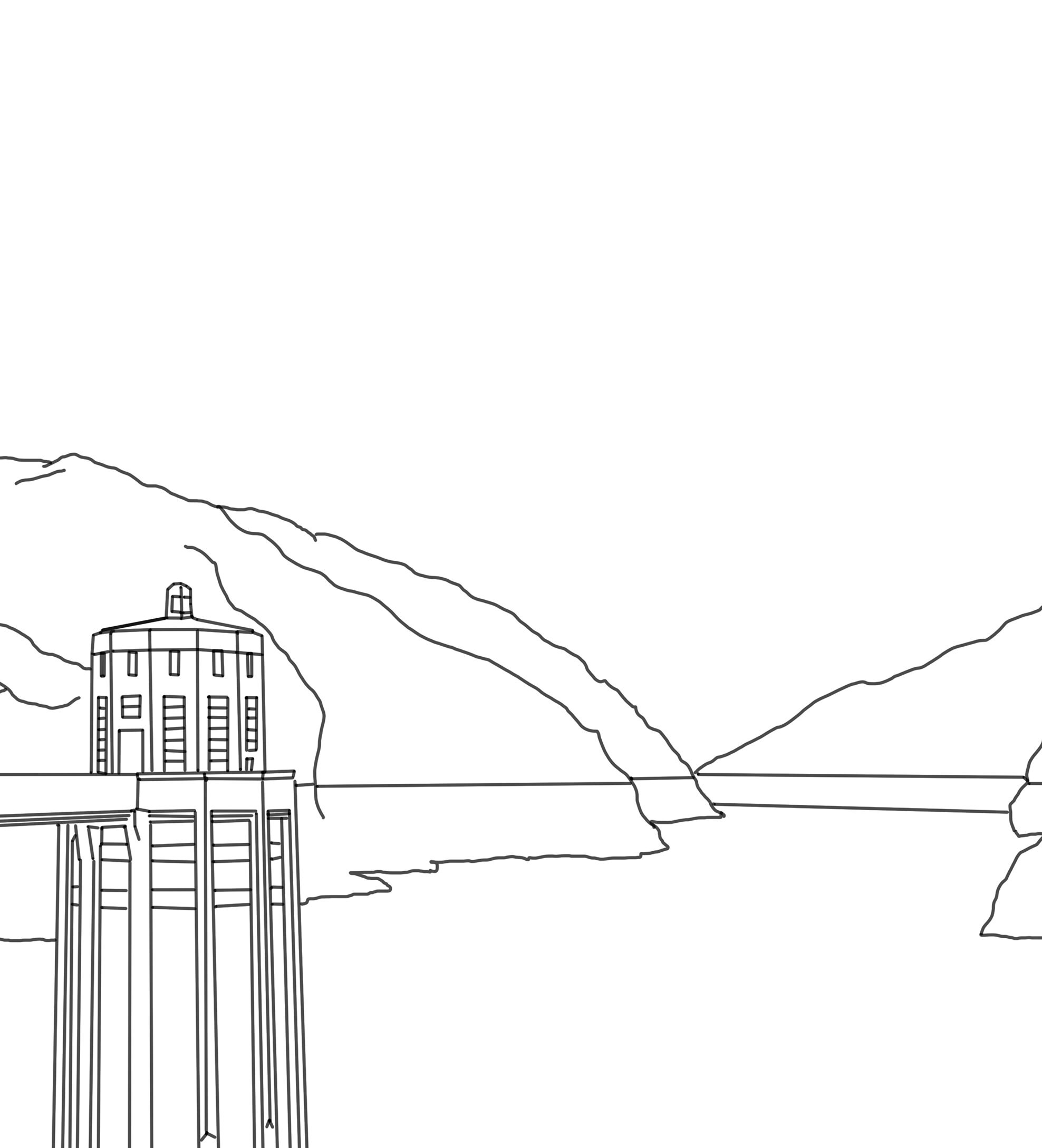 Hoover Dam Nevada Travel Drawing Line Art digitale - Etsy Nederland