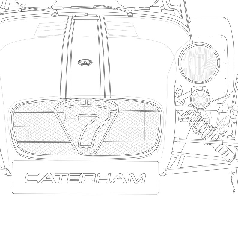 Caterham 7, Car, Line Art Drawing, Transport, Classic Car, Home and ...