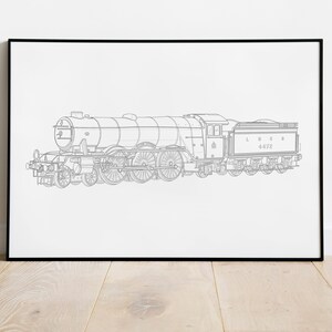Flying Scotsman, Steam Train, UK, Line Art Drawing, Trains and ...