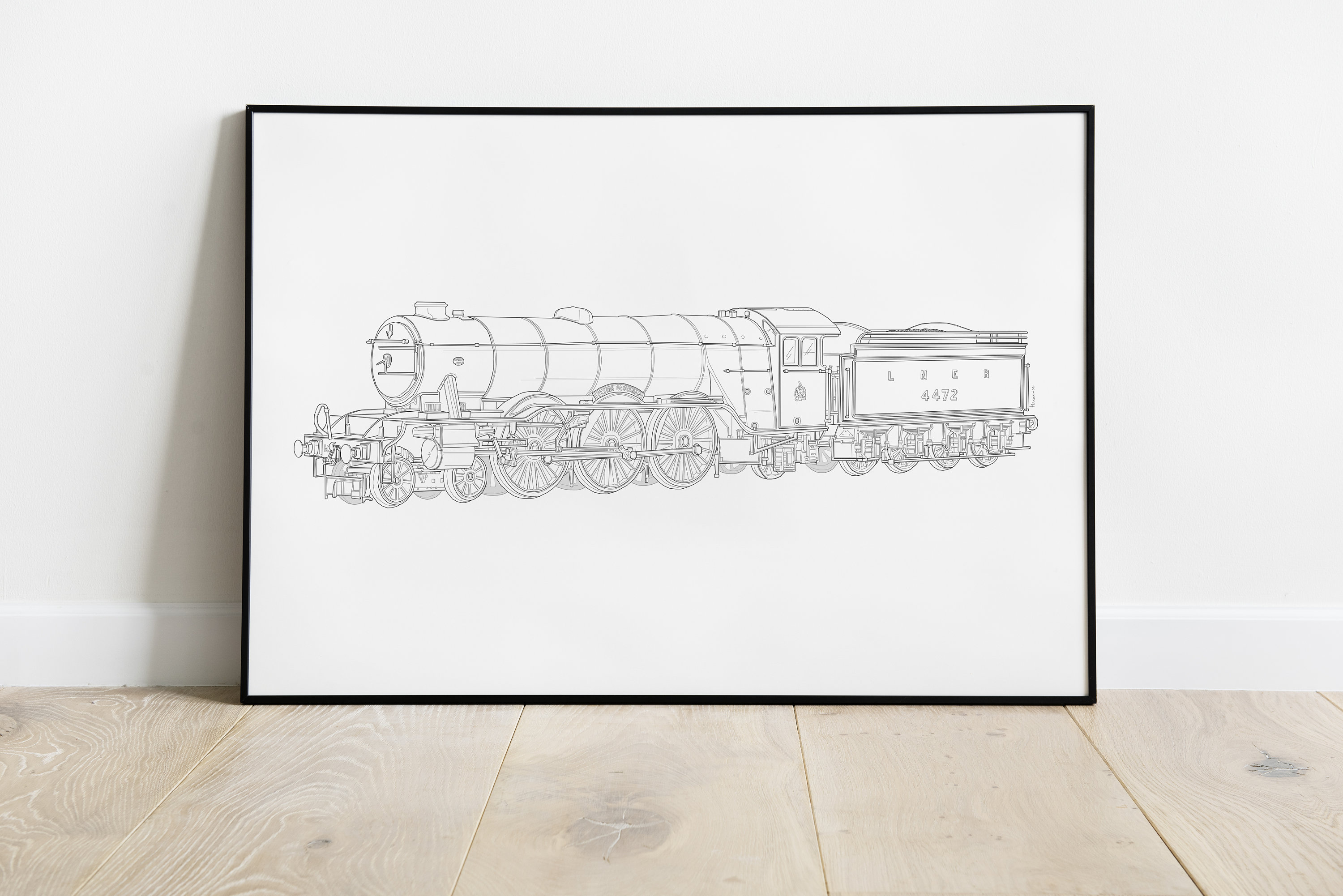 Flying Scotsman, Steam Train, UK, Line Art Drawing, Trains and ...