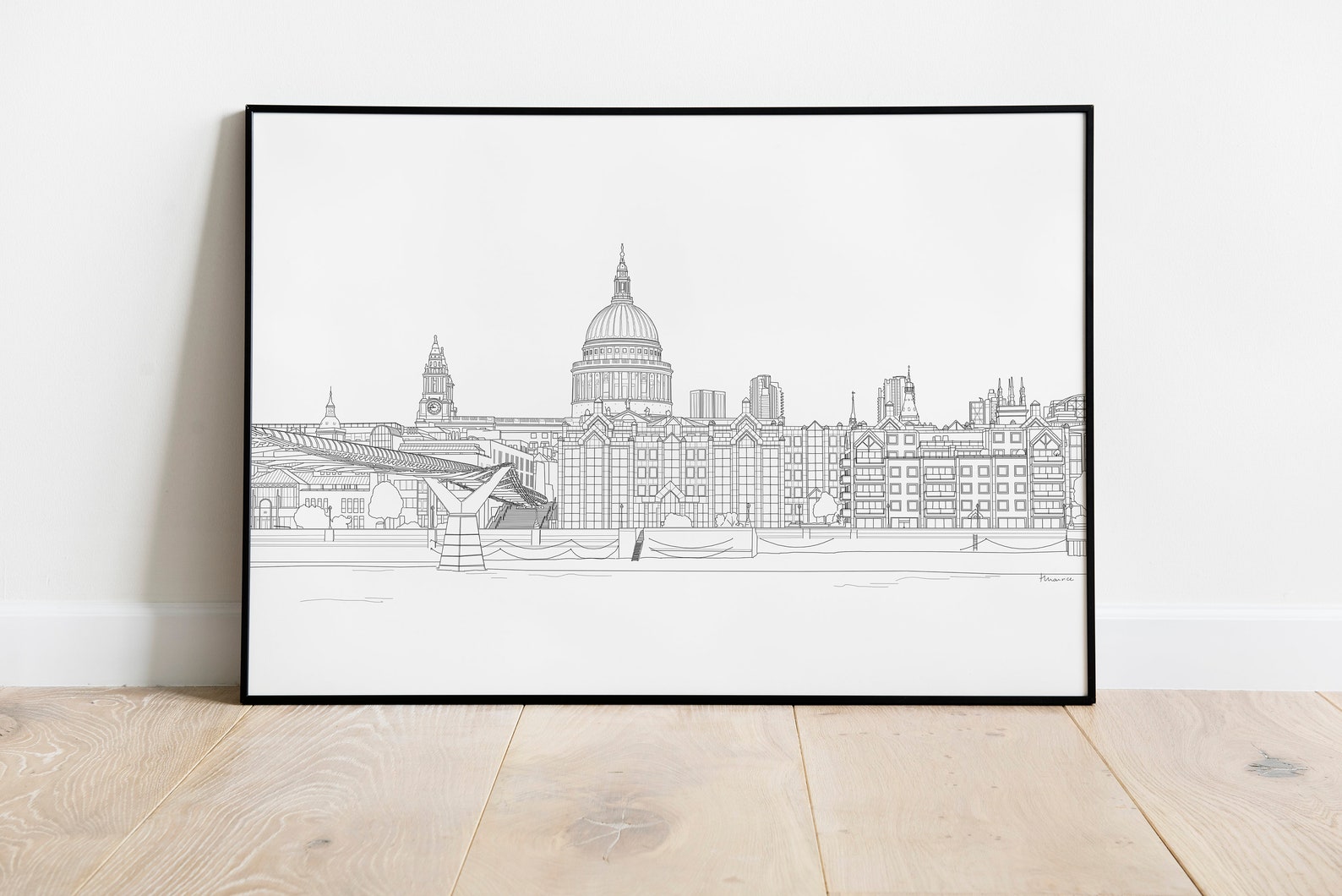 St Pauls Cathedral View 2, London Skyline, UK, Line Art Drawing, City ...