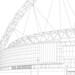 Wembley Stadium, London, UK, Line Art Drawing, Sports Stadium, Landmark ...