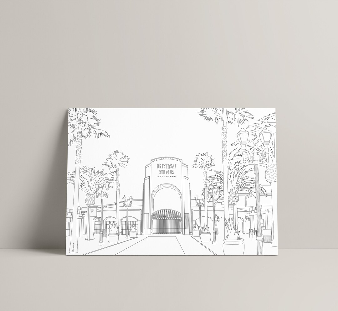 Universal Studios, Hollywood, Los Angeles, Line Art, Line Drawing ...