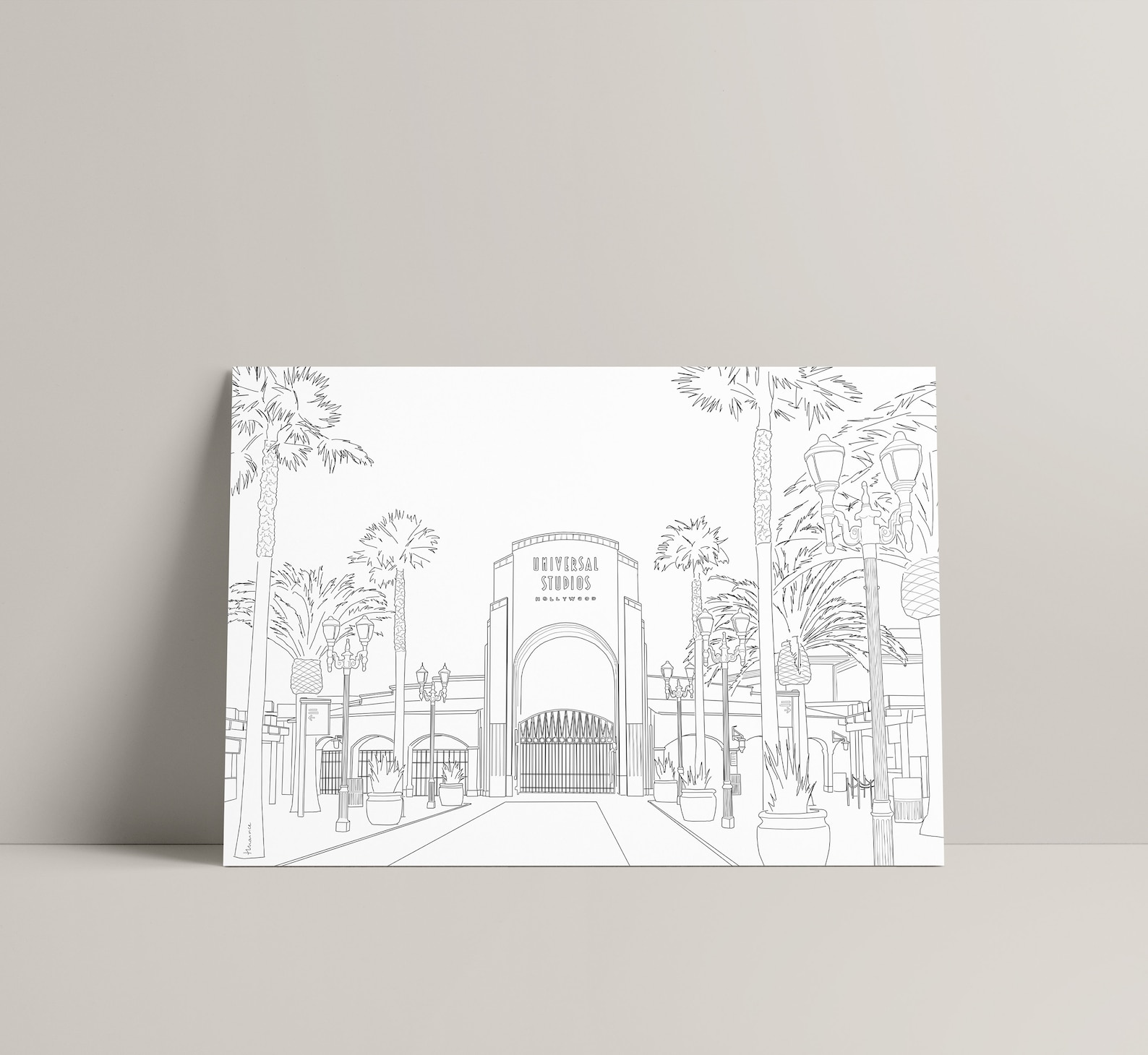 Universal Studios, Hollywood, Los Angeles, Line Art, Line Drawing ...