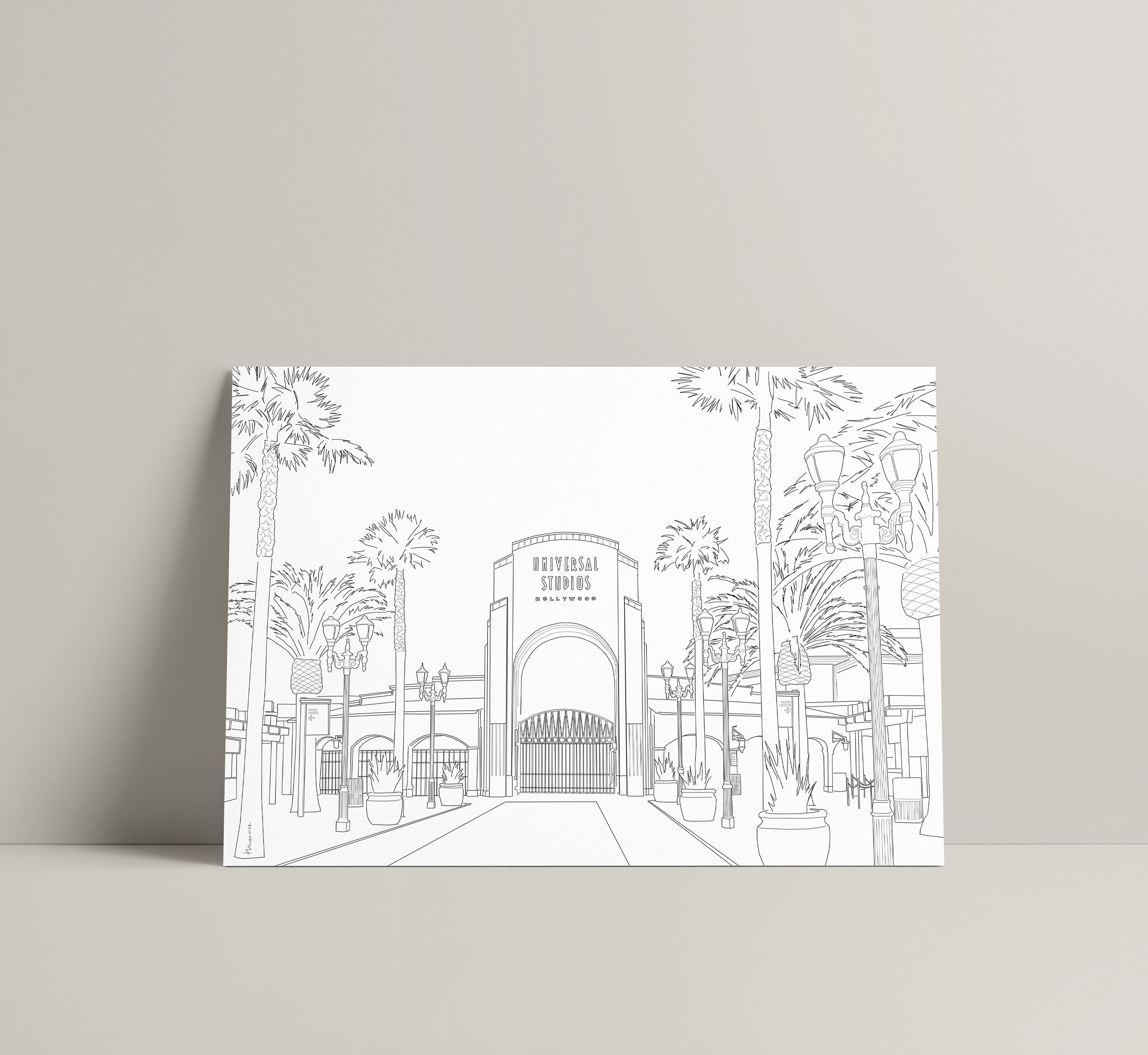 Universal Studios, Hollywood, Los Angeles, Line Art, Line Drawing ...