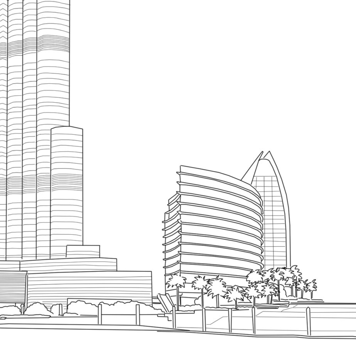 Burj Khalifa, Dubai, United Arab Emirates, Line Art, Line Drawing ...