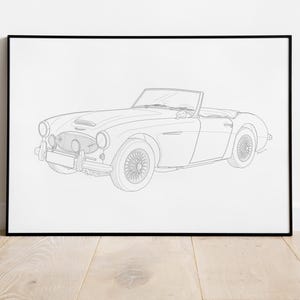 1959 Austin Healey, Car, Line Art Drawing, Transport, Classic Car, Home ...