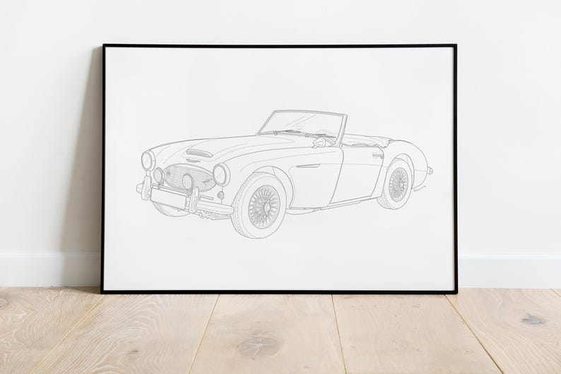 1959 Austin Healey, Car, Line Art Drawing, Transport, Classic Car, Home ...