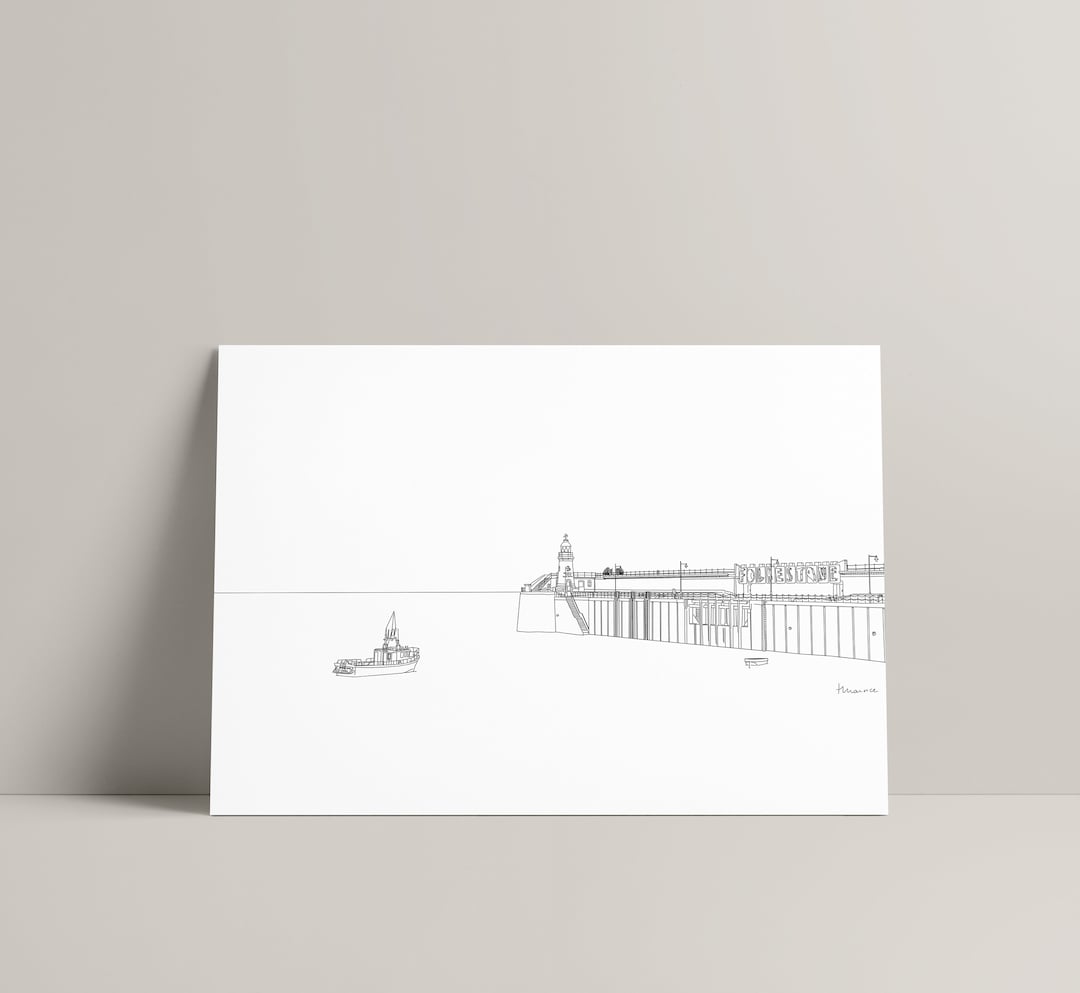 Folkestone Harbour, Travel Line Art Drawing, UK, Digital Download, Home ...