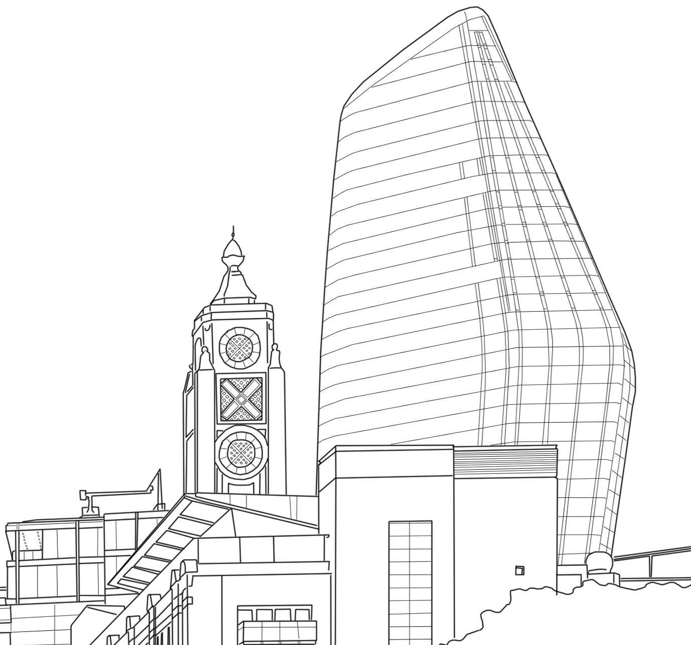 Oxo Tower London Travel Art Line Art Line Drawing Digital - Etsy